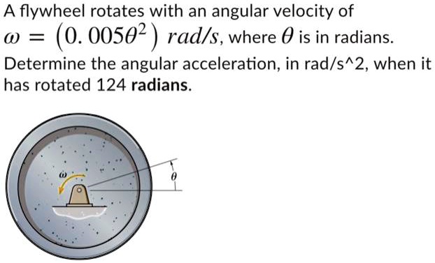 A Flywheel Rotates With An Angular Velocity Of ω 0005θ2 Rads Where θ Is In Radians
