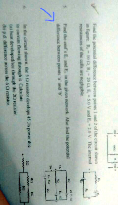 SOLVED: Please, please answer. Class 12th. Find the EMF E1 and E2 in ...
