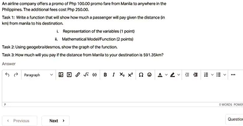An airline company offers a promo of Php 100.00 promo fare...