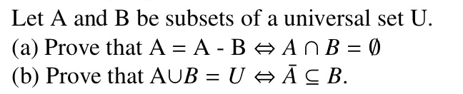 [GET ANSWER] let a and b be subsets of a universal set u a prove that a ...