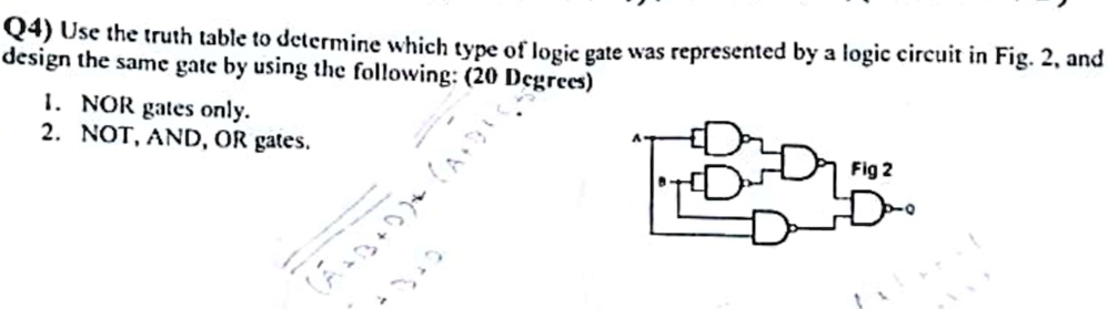 q4 use the truth table to determine which type of logic gate was represented by a logic circuit ...