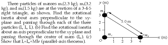 SOLVED: Three particles of masses m1 (23 kg), m2 (3.2 kg), and m3 (1.5 ...
