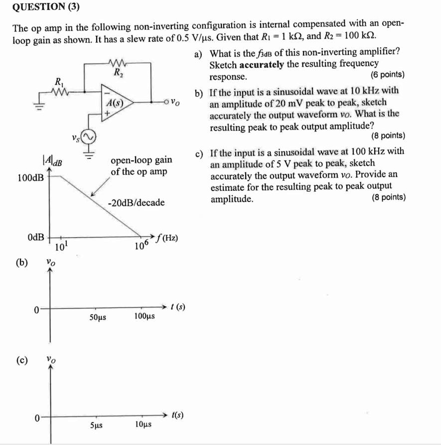 SOLVED: ? QUESTION(3) The op amp in the following non-inverting ...