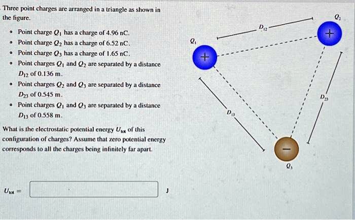 three point charges are arranged in a triangle as shown in the figure point charge q1 has a ...