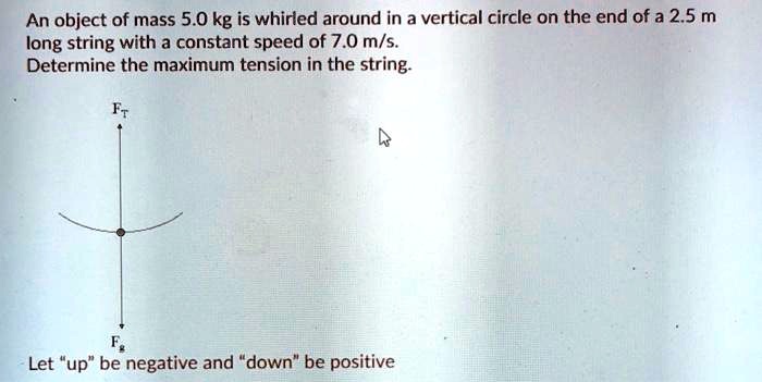 SOLVED: An object of mass 5.0 kg is whirled around in a vertical circle ...