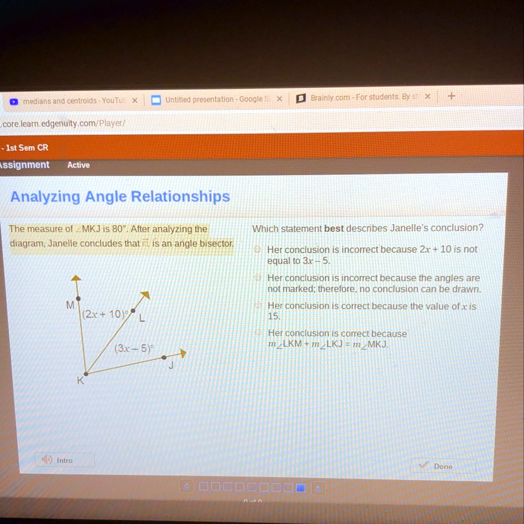 Analyzing Angle Relationships The measure of ∠ MKJ is 80°. After ...