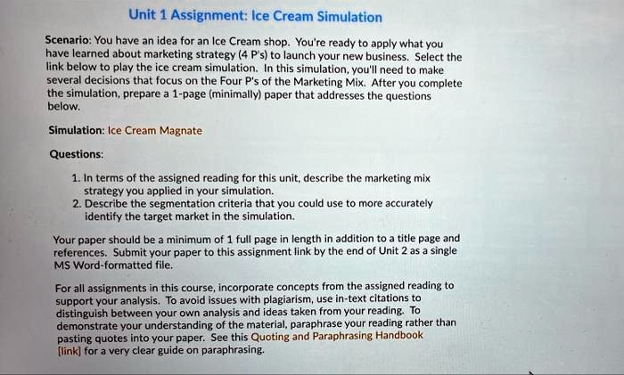 Unit 1 Assignment: Ice Cream Simulation Scenario: You have an idea for ...