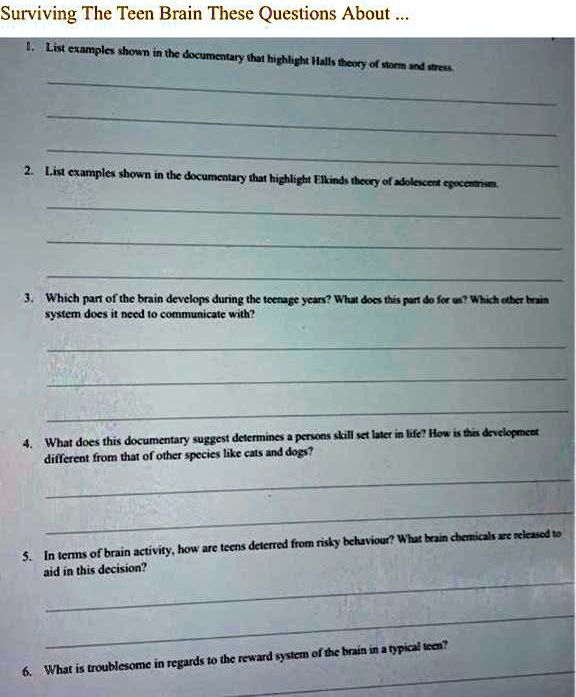 SOLVED: Surviving The Teen Brain: Questions About Adolescent ...