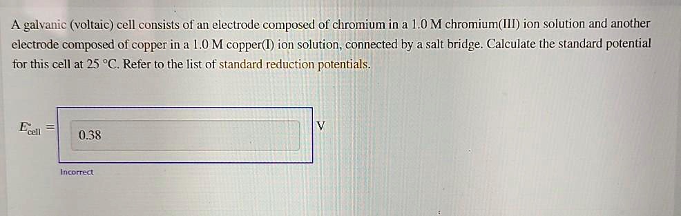SOLVED: A galvanic (voltaic) cell consists of an electrode composed of ...