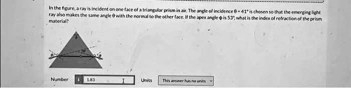 In the figure, a ray is incident on one face of a triangular prism in ...