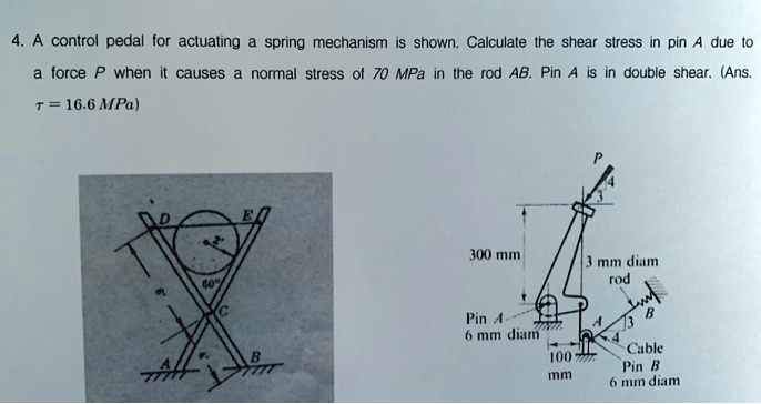 4. A control pedal for actuating a spring mechanism is shown. Calculate ...