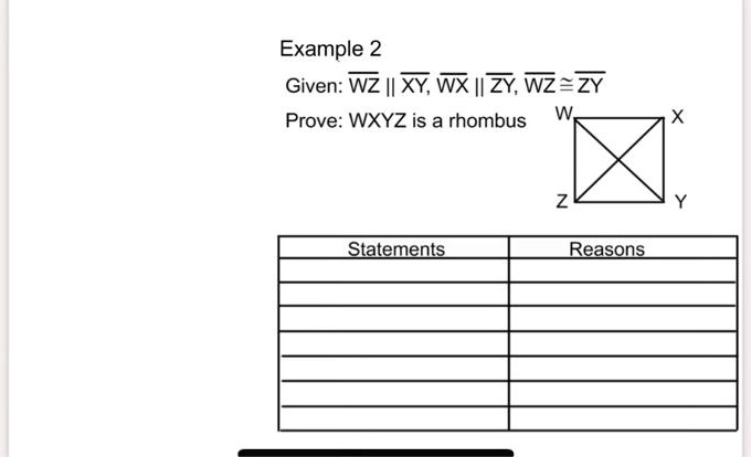 example 2 given wz i xy wx ii zywzazy prove wxyz is a rhombus ...