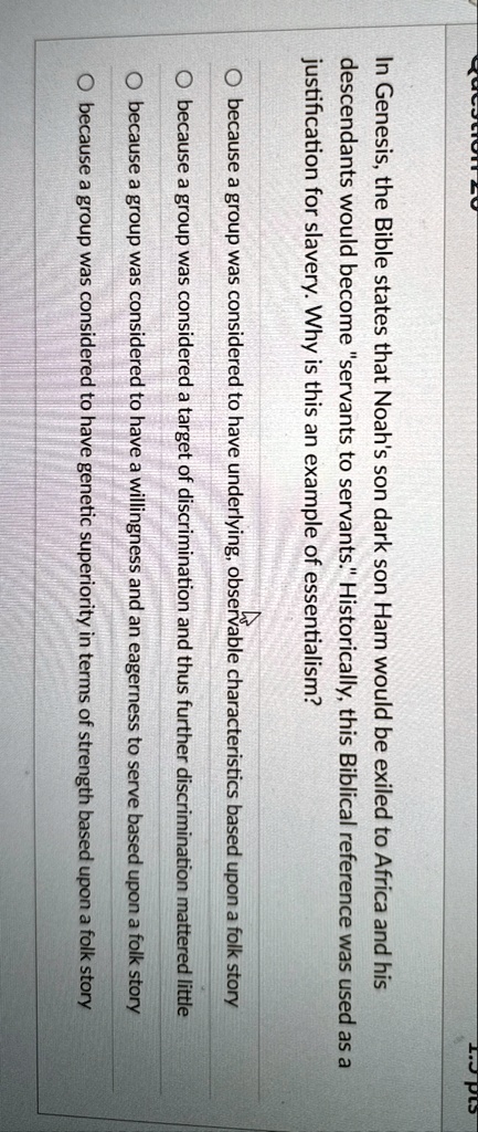 in genesis the bible states that noahs son dark son ham would be exiled ...