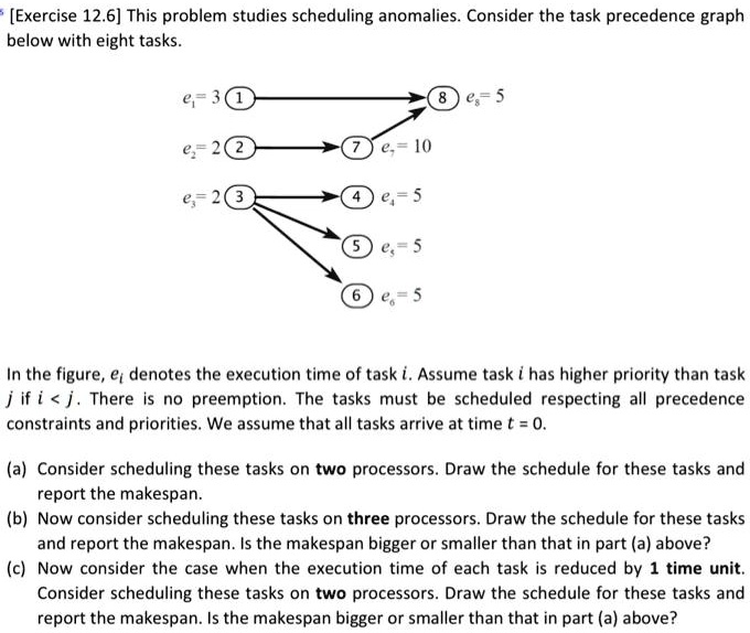 exercise 126 this problem studies scheduling anomaliesconsider the task precedence graph below ...