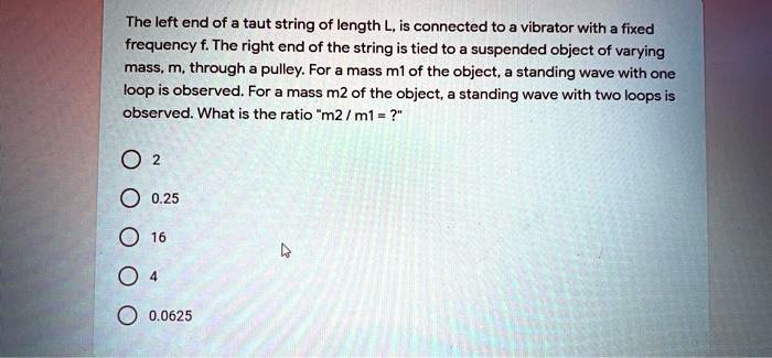 SOLVED: The left end of a taut string of length L, is connected to vibrator with a fixed ...