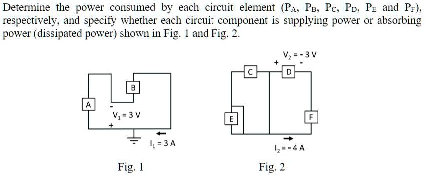 SOLVED: Determine the power consumed by each circuit element (PA; PB, Pc; PD: PE and PF ...