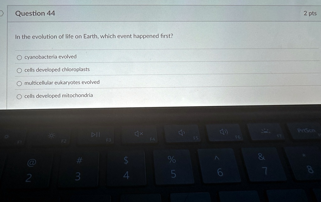 question 44 in the evolution of life on earth which event happened ...