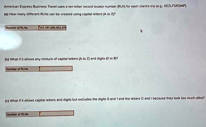 American Express Business Travel uses a ten-letter record locator ...