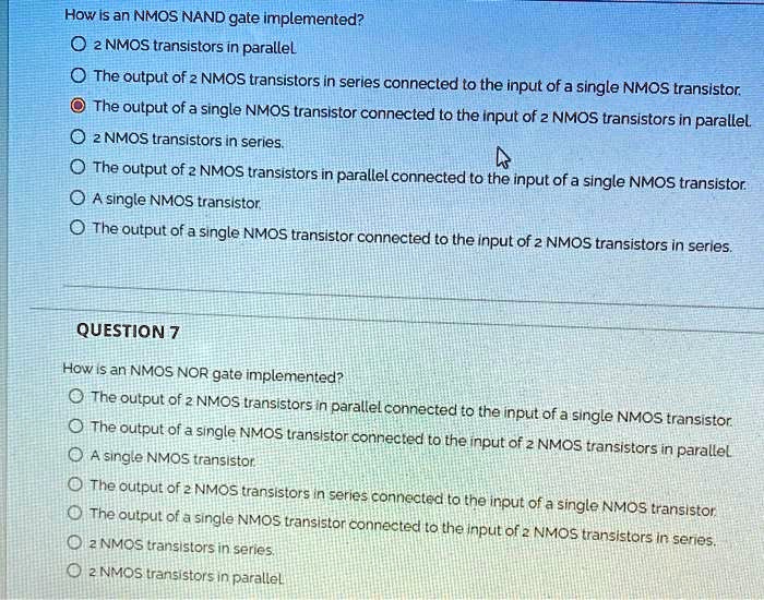 SOLVED: Please help me with both questions. How is an NMOS NAND gate ...