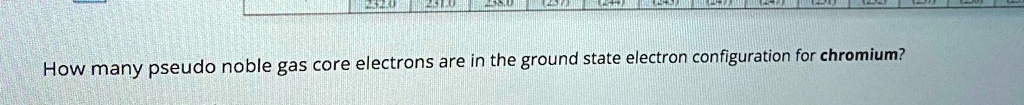 SOLVED: How many pseudo noble gas core electrons are in the ground ...