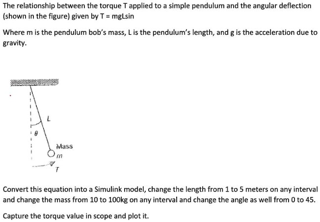 The relationship between the torque T applied to a simple pendulum and ...