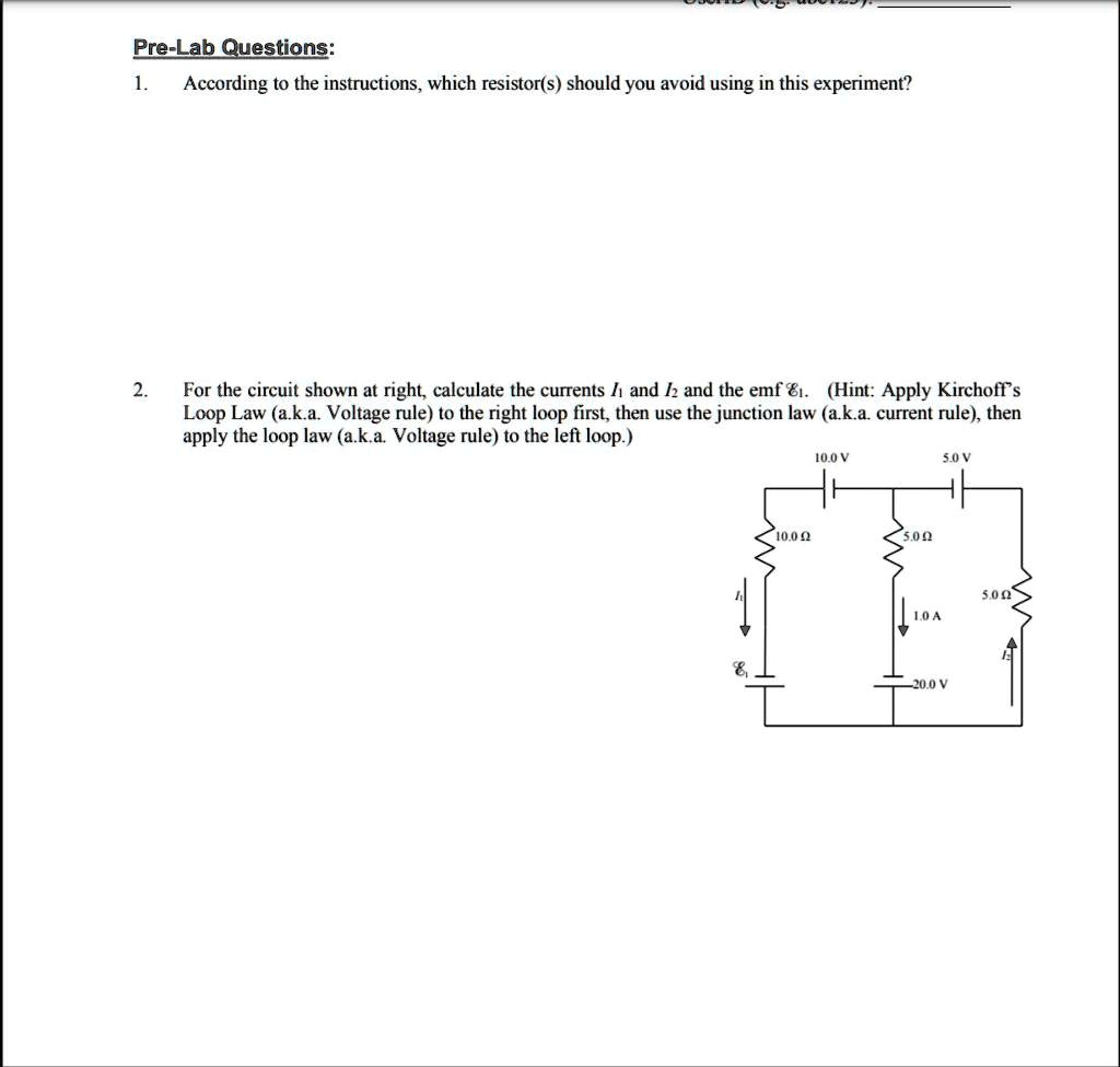 SOLVED: Pre-Lab Questions: According t0 the instructions, which ...