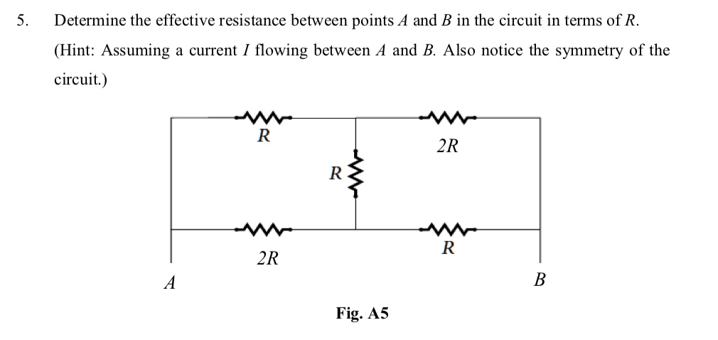 SOLVED: Determine the effective resistance between points A and B in the circuit in terms of R ...