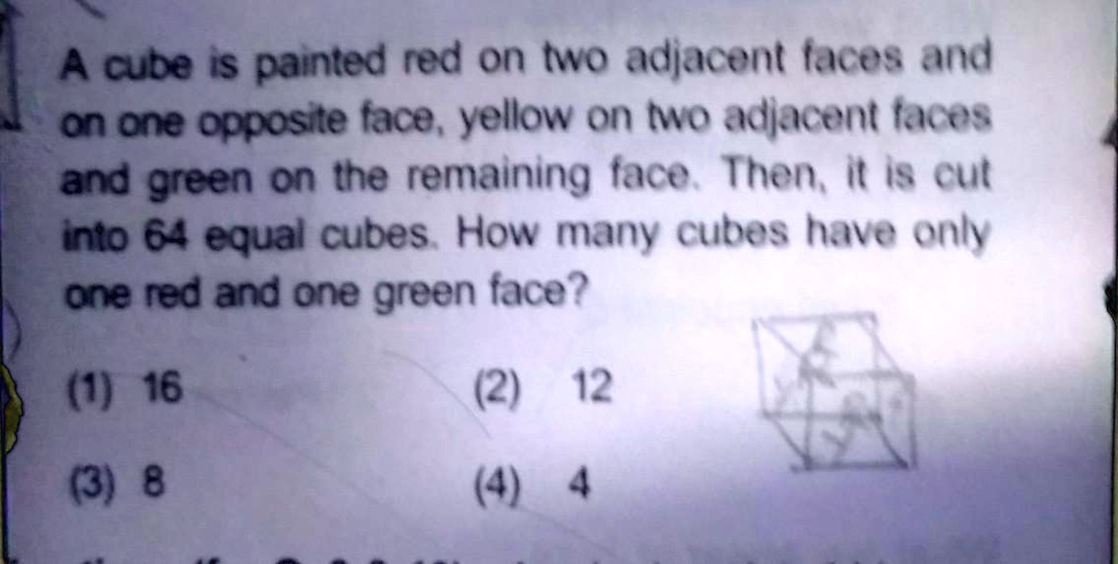 A cube is painted red on two adjacent faces and on one opposite face, yellow on two adjacent ...