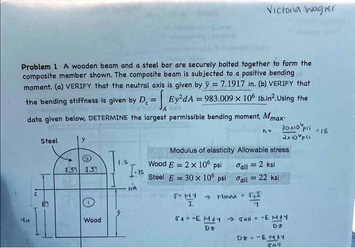 SOLVED: Texts: Victoria Wagner Problem 1: A wooden beam and a steel bar ...