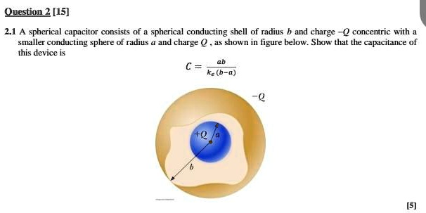 SOLVED: Question 2 [15] 2.1 A spherical capacitor consists of spherical conducting shell of ...