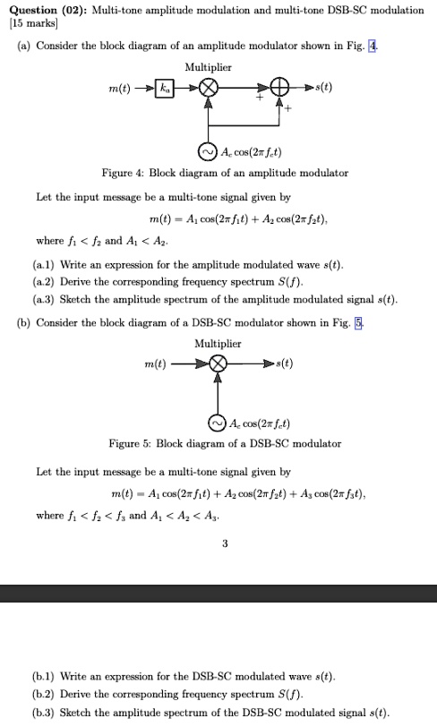 question 02 multi tone amplitude modulation and multi tone dsb sc modulation 15 marks a consider ...