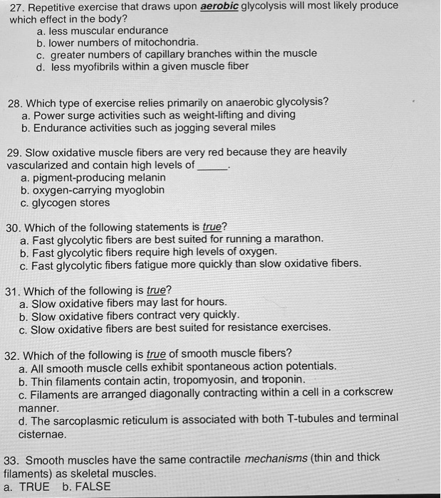 27. Repetitive exercise that draws upon aerobic glycolysis will most likely produce which effect ...