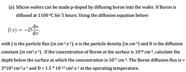 Silicon wafers can be made p-doped by diffusing boron into the wafer ...