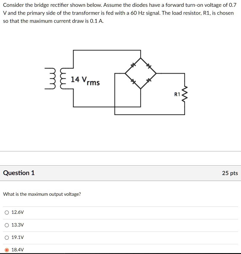 SOLVED: Consider the bridge rectifier shown below. Assume the diodes ...