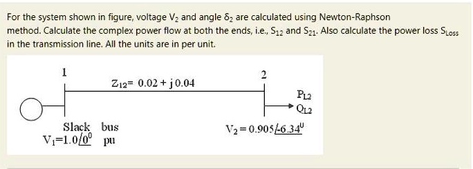 SOLVED: For the system shown in Figure, voltage V and angle Î¸ are calculated using Newton ...