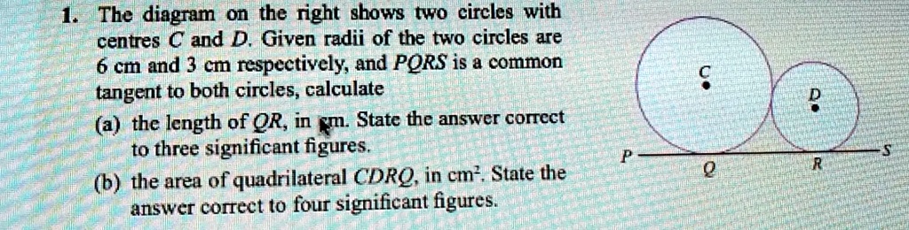 SOLVED: The diagram on the right shows two circles with centers C and D. The given radii of the ...
