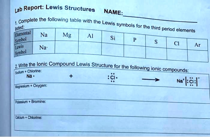 SOLVED:Lab Report: Lewis Structures NAME: Complete the following table ...