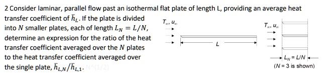 SOLVED: Consider laminar, parallel flow past an isothermal flat plate of length L, providing an ...