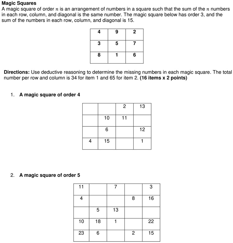 please help answer these magic squares a magic square of order n is an ...