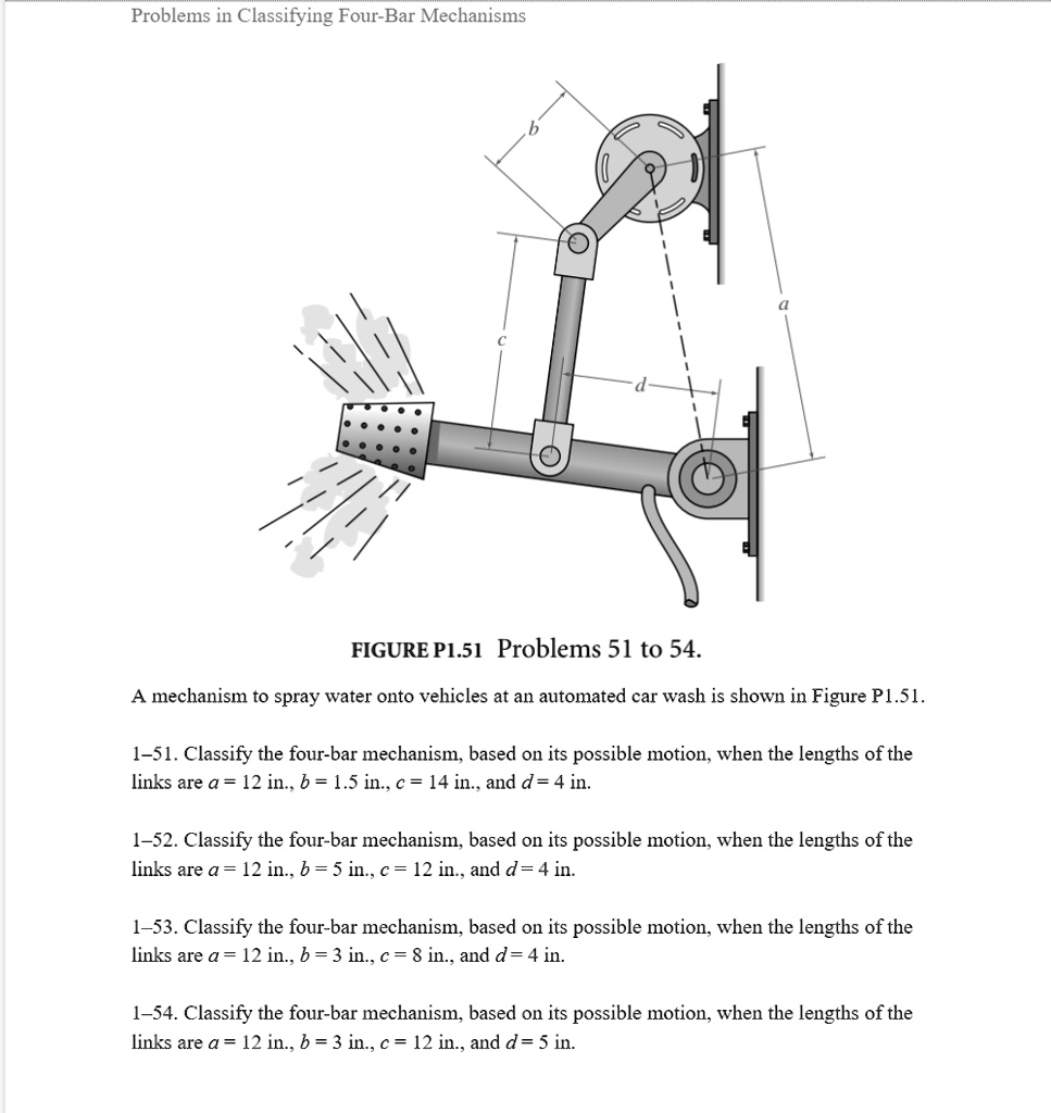 SOLVED: Problems in Classifying Four-Bar Mechanisms Figure 7, Problems 51 to 54. A mechanism to ...