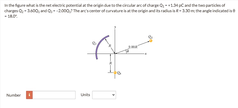 SOLVED: In the figure, what is the net electric potential at the origin due to the circular arc ...