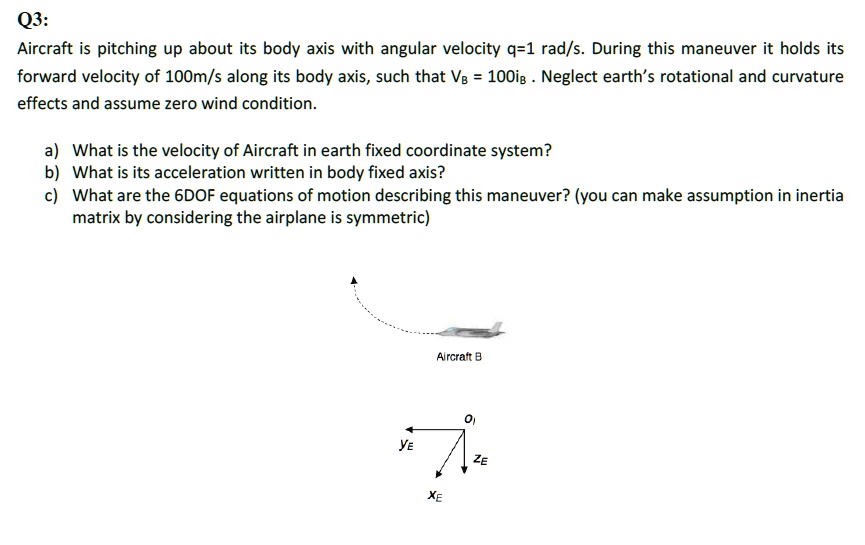 Q3: The aircraft is pitching up about its body axis with an angular ...