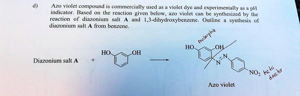 SOLVED: Azo violet compound is commercially used as a violet dye and ...