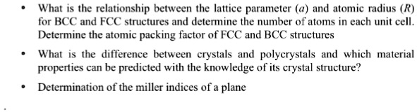 What is the relationship between the lattice parameter (a) and atomic ...