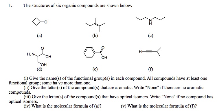 the structures of six organic compounds are shown below hzn oh oh give ...