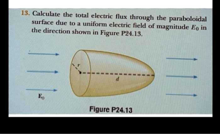 13 calculate the total electric flux through the paraboloidal surface ...