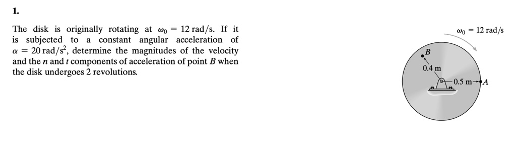 SOLVED: The disk is originally rotating Wo 12 rad /s subjected constant angular acceleration a ...
