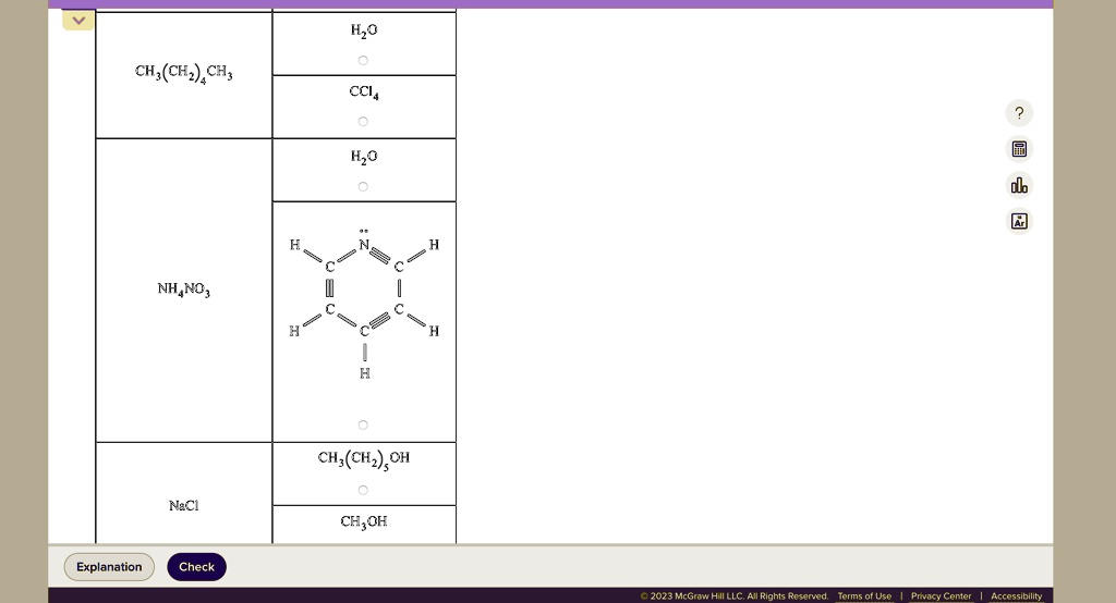 SOLVED: For each solute, which is the better solvent? Click the button under the better solvent ...