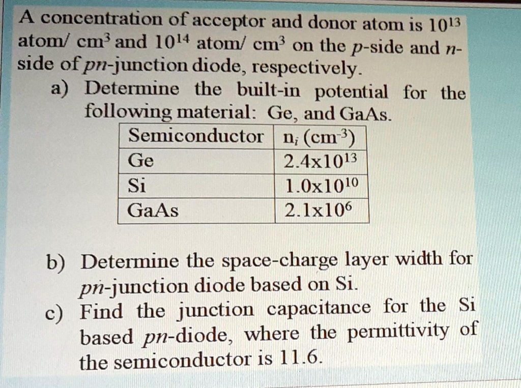 A concentration of acceptor and donor atom is 10^13...