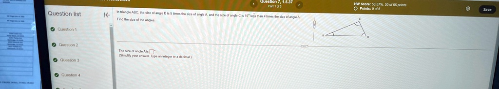 SOLVED: Question list K In triangle ABC, the size of angle B is 5 times ...